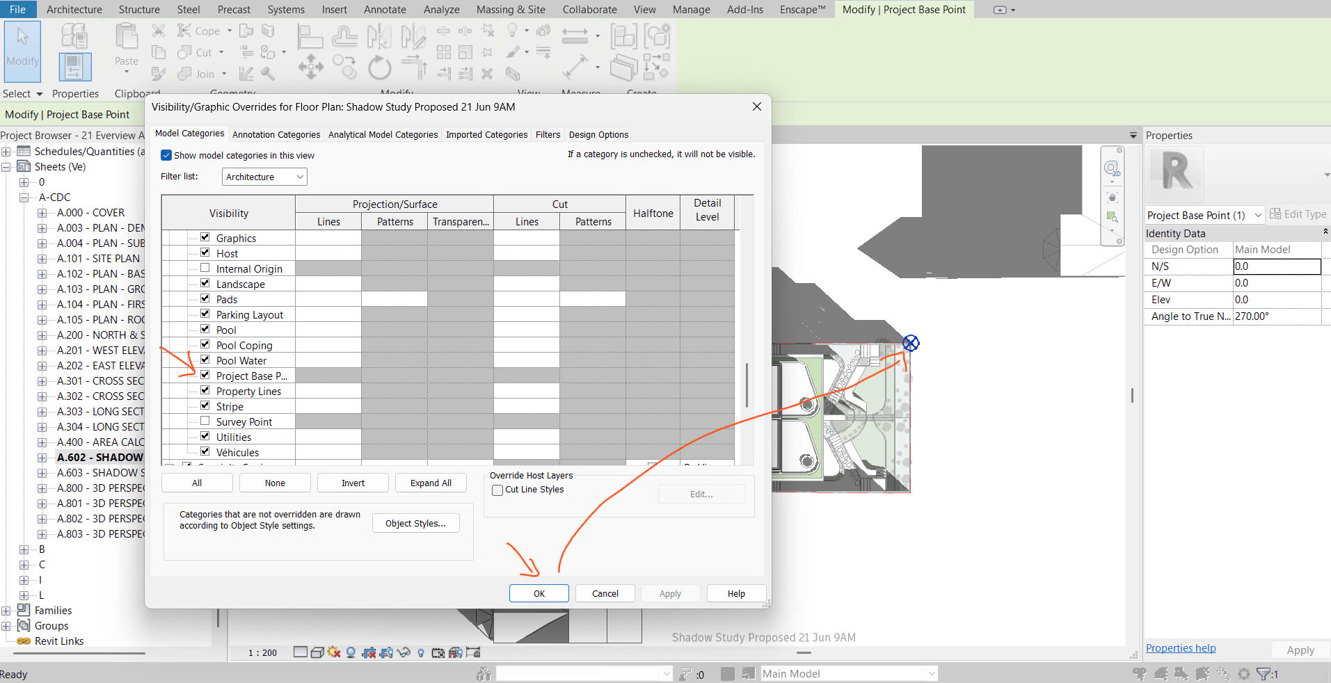 Triển khai bản vẽ Shadow Diagram - Infinity Revit